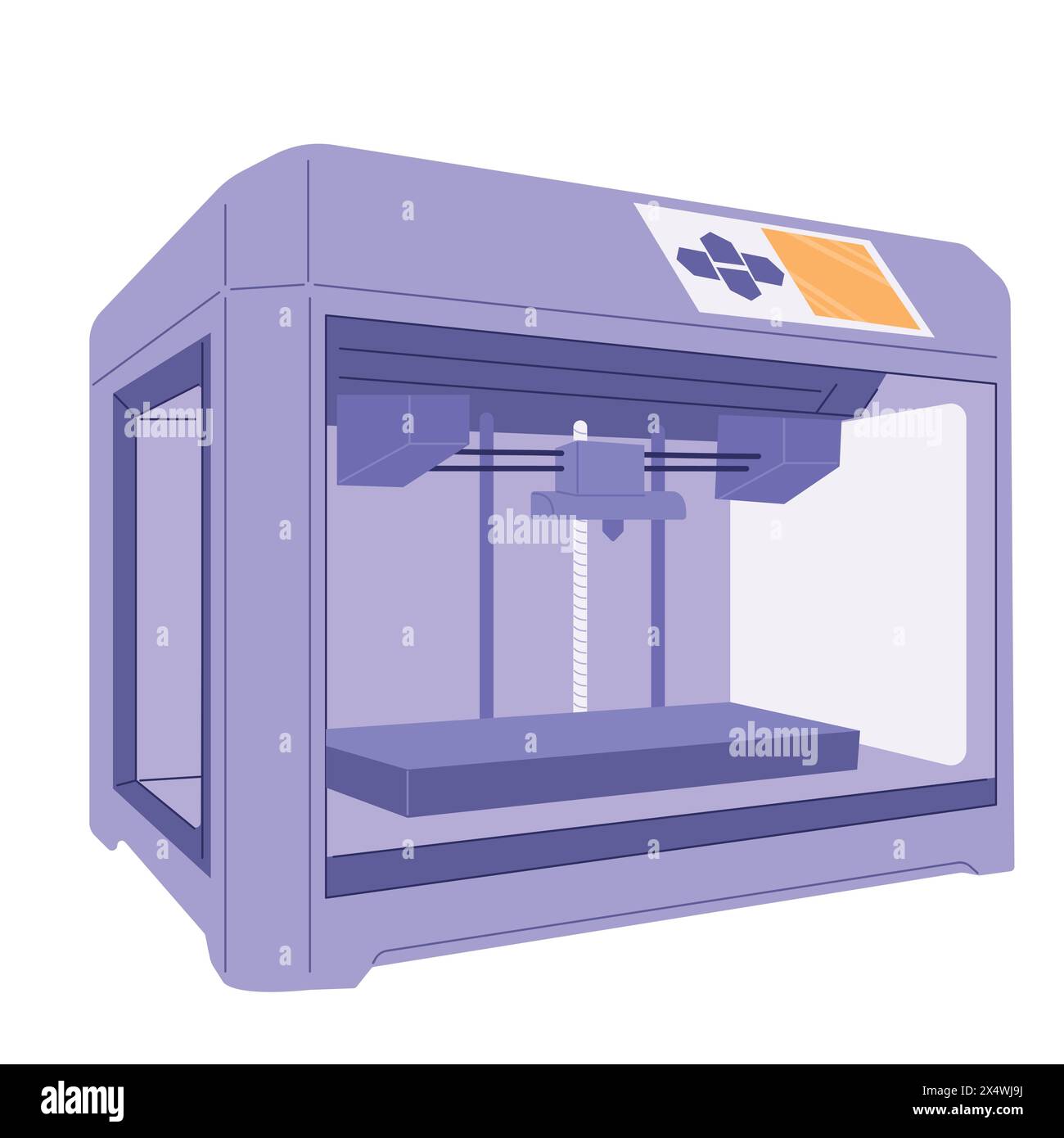 3d printer machine, vector illustration logo concept icon. Technologies ...