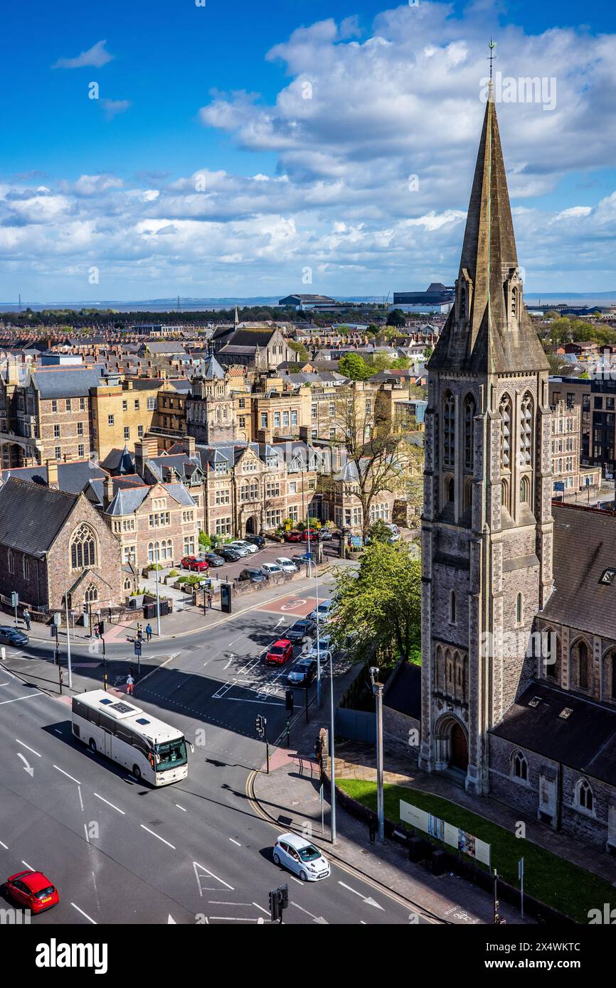 Aerial view of Cardiff, the Capital of Wales,UK 2024 on a clear sky ...