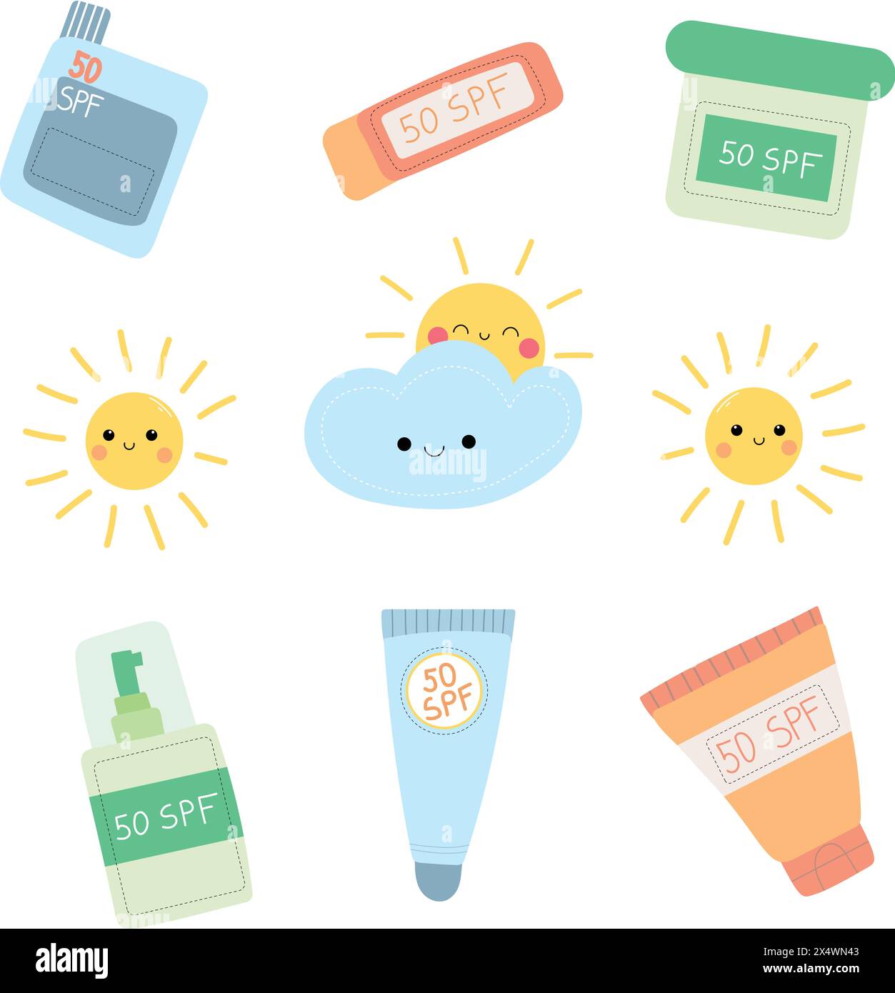Sun screen face Stock Vector Images - Alamy