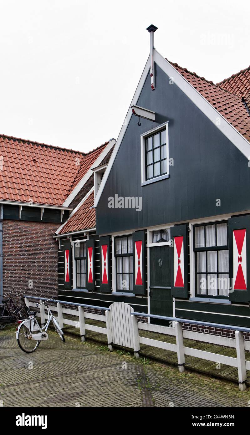 Holland, Volendam village (Amsterdam), typical old dutch stone house ...