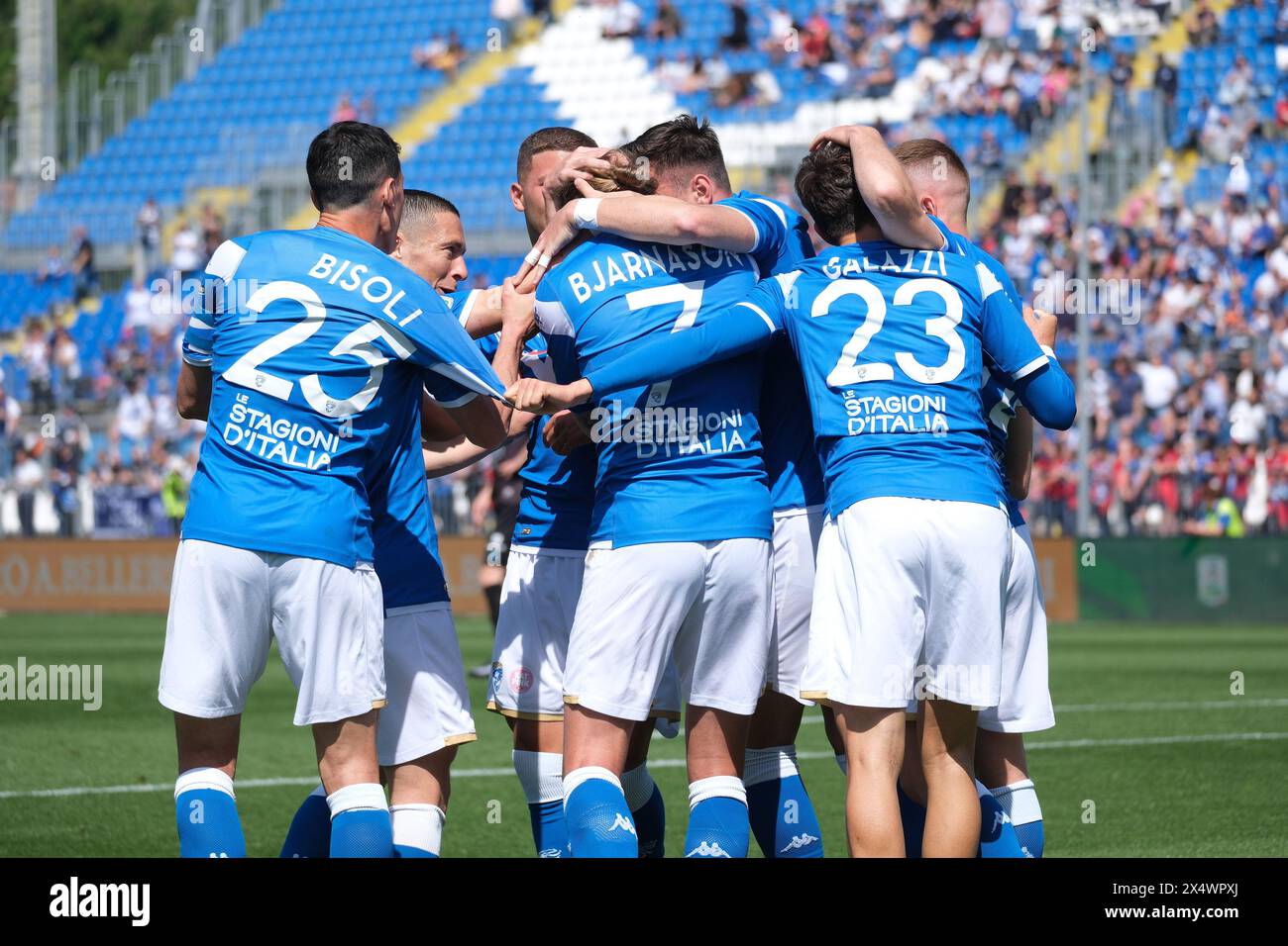 Brixia, Italy. 05th May, 2024. Team of Brescia Calcio FC celebrates ...