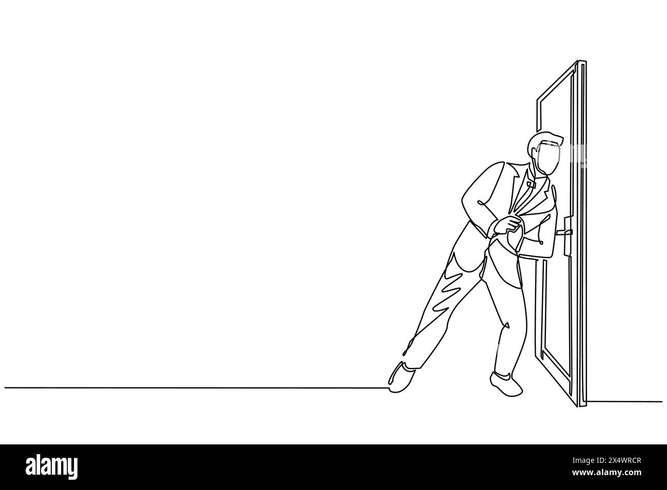 Single continuous line drawing businessman running wants to break down ...