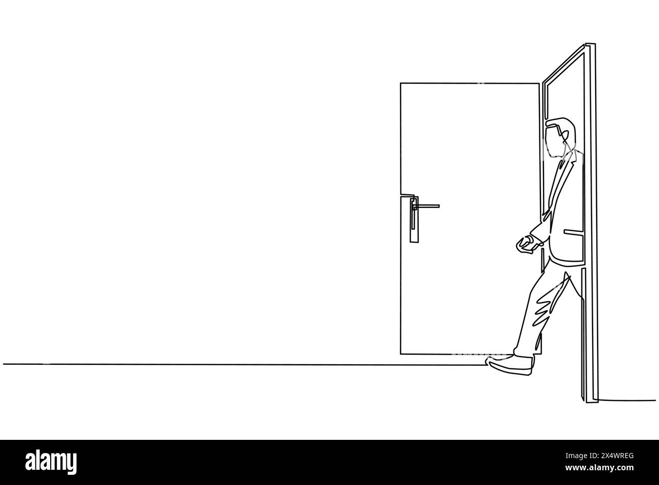 Single continuous line drawing businessman on white background walking ...