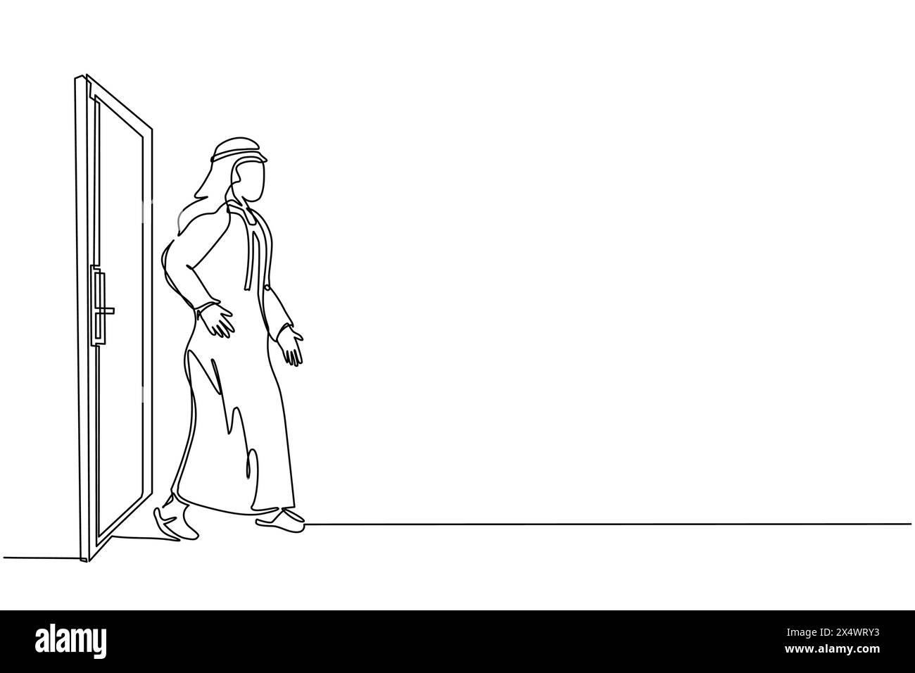 Continuous one line drawing young Arabian businessman walking and ...