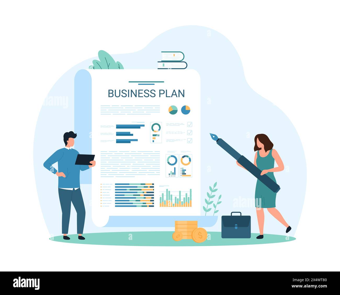 Business plan, financial accounting and audit. Tiny people write with ...