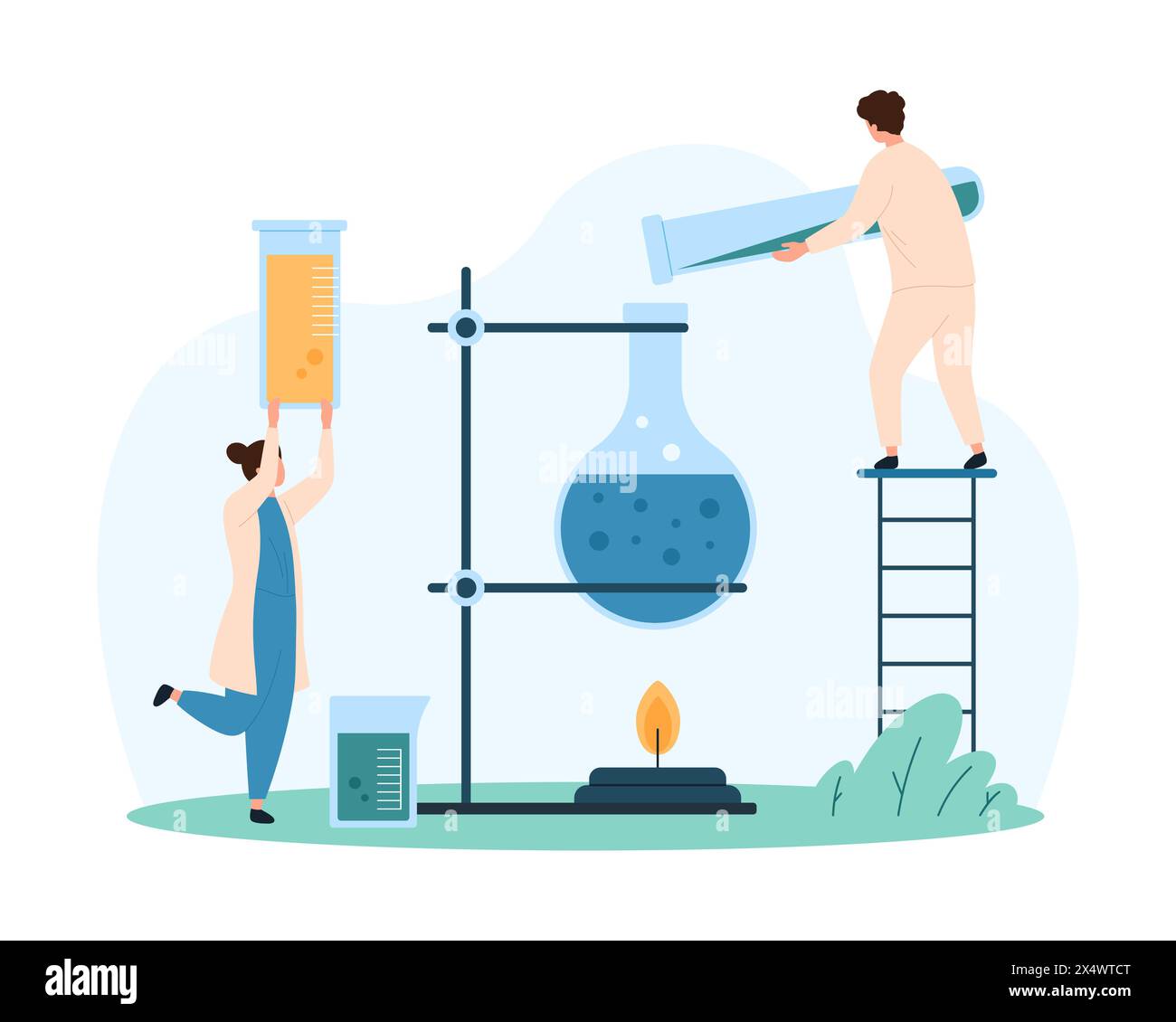 Chemistry scientific experiment in laboratory, boiling of water with ...