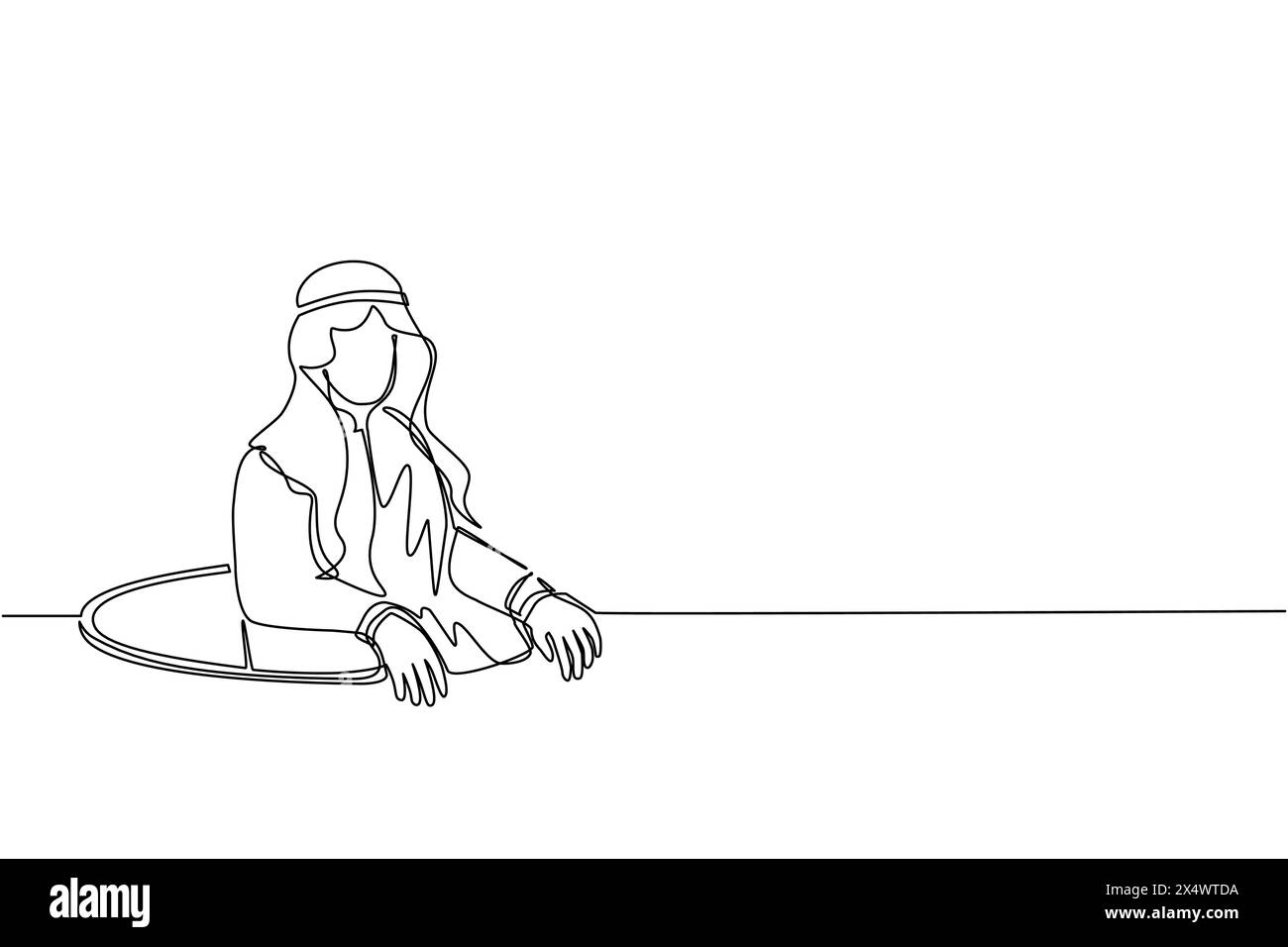 Single continuous line drawing Arabian businessman trying to get out of ...