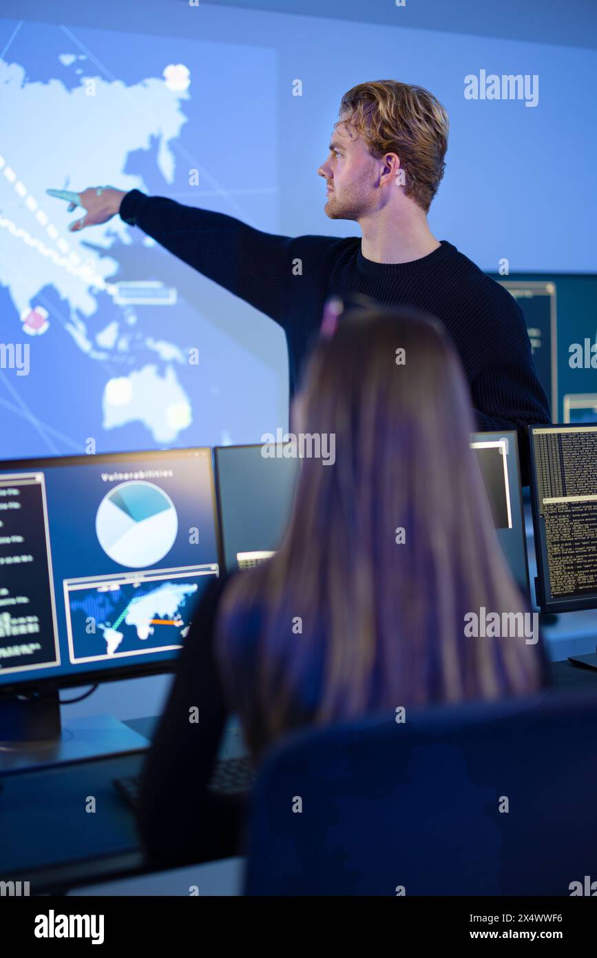 Cyber security team working in a Cyber Security Operations Center SOC ...