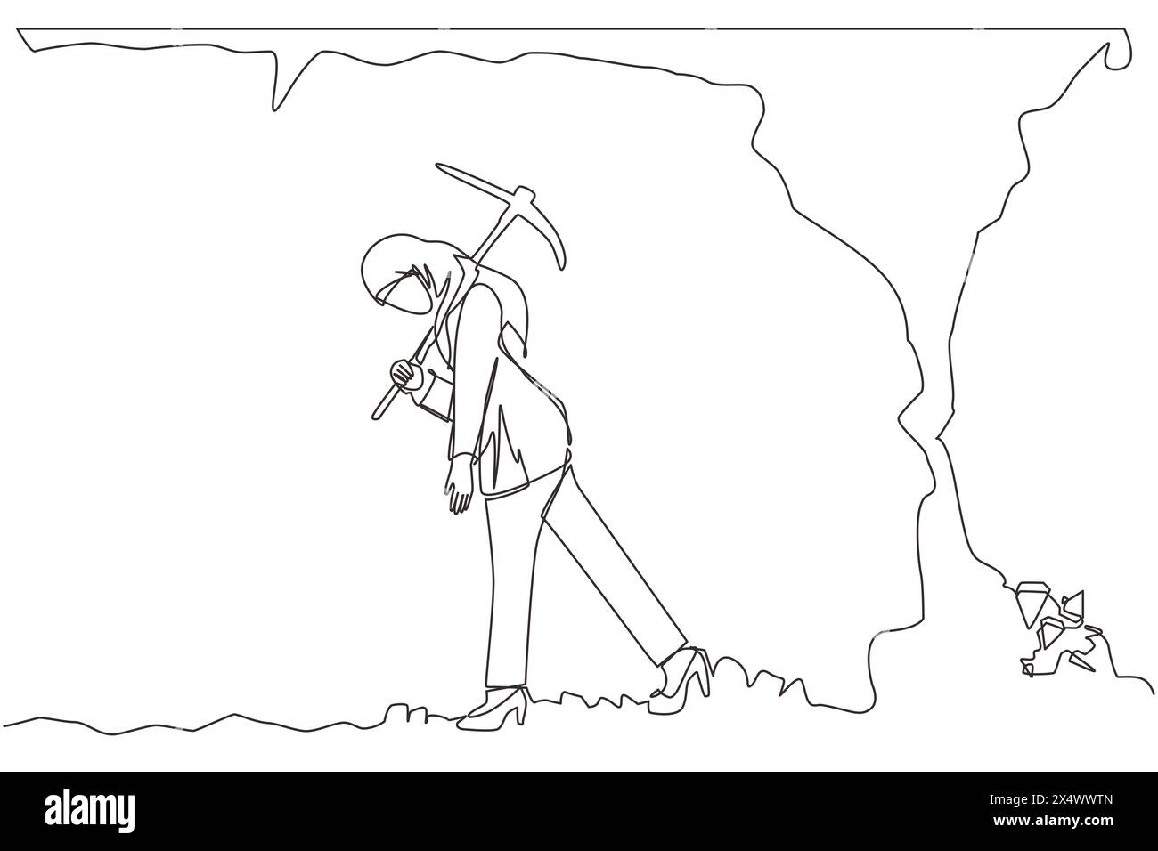 Single continuous line drawing Arab businesswoman give up before reach ...