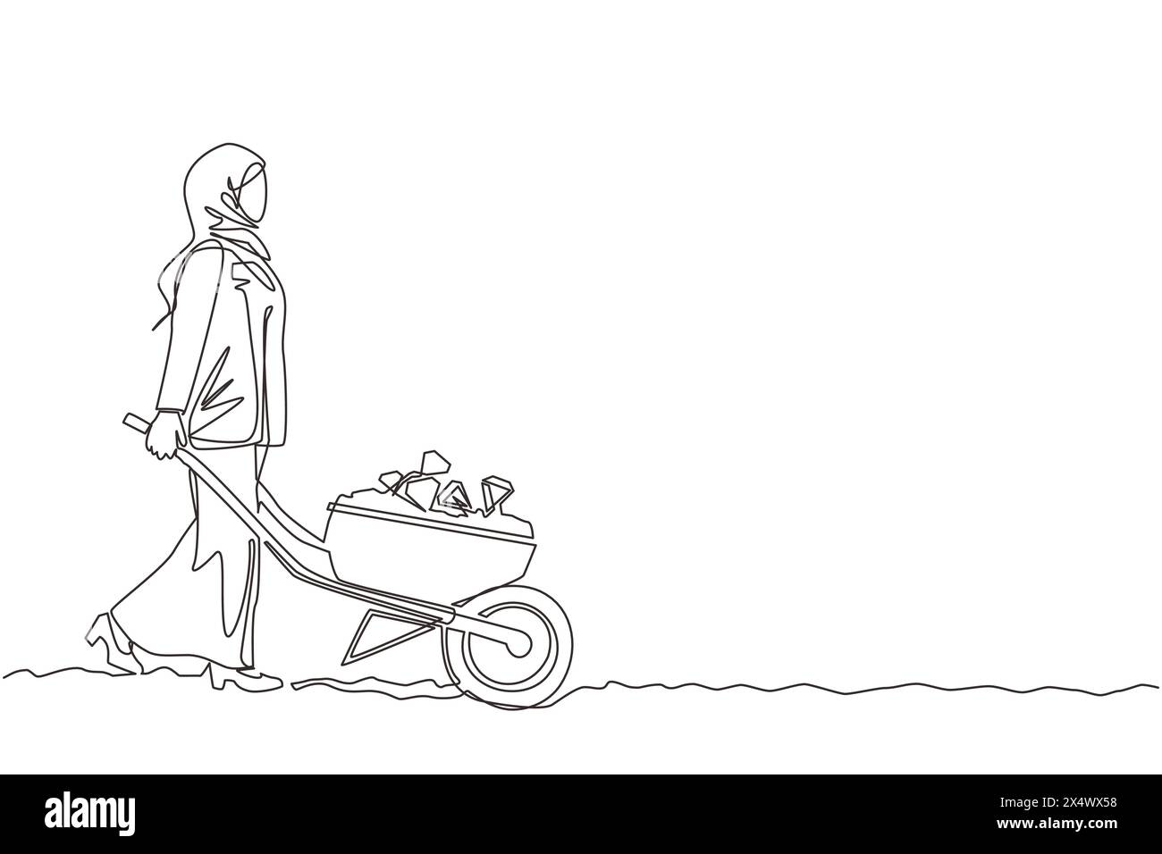 Woman pushing full wheelbarrow Stock Vector Images - Alamy