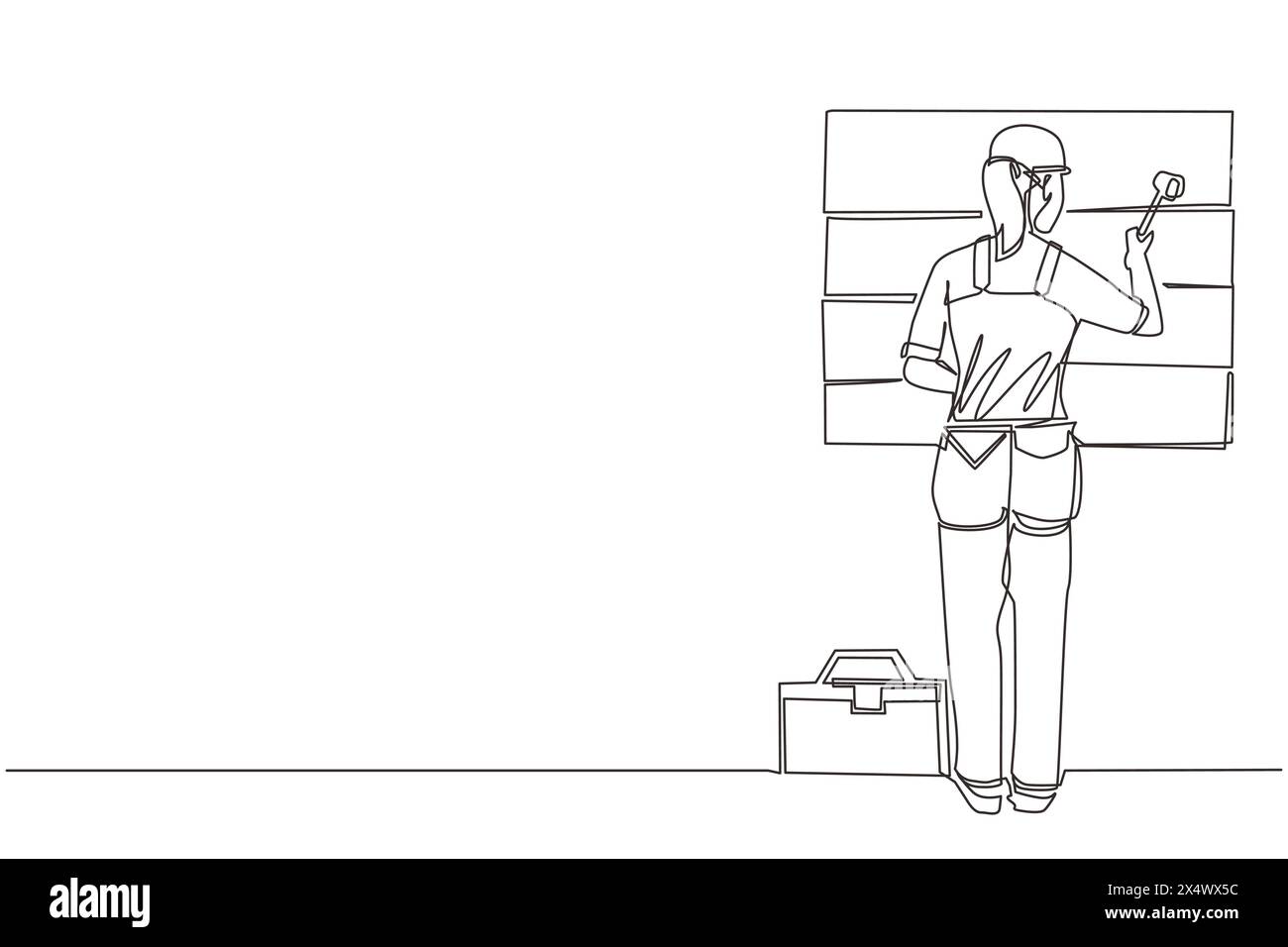 Woman hammer nail Stock Vector Images - Alamy