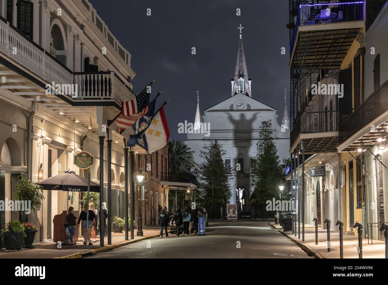 View of Saint Louis Cathedral and Sacred Heart of Jesus statue from ...