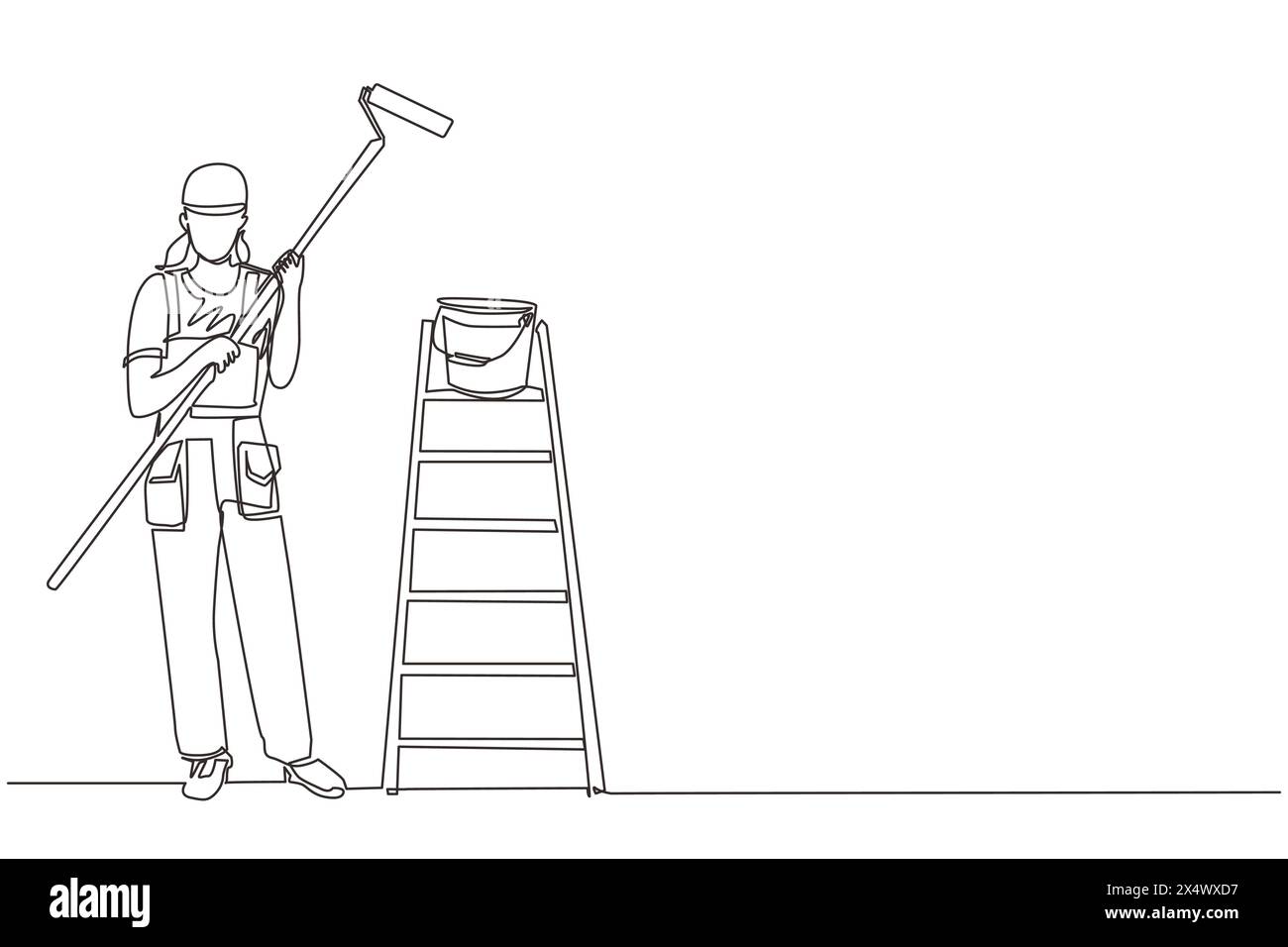 Woman in a ladder Cut Out Stock Images & Pictures - Alamy