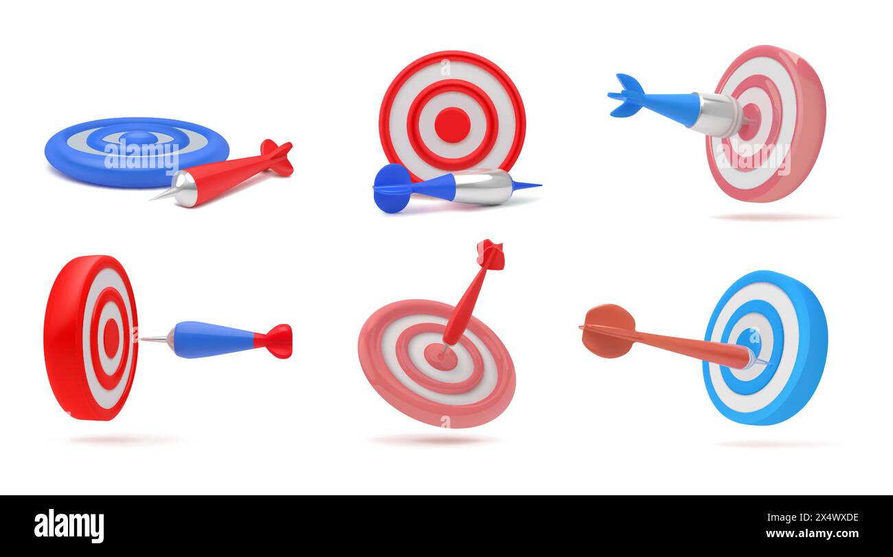 3d target. Goal dart icon different angles view, business game strategy ...