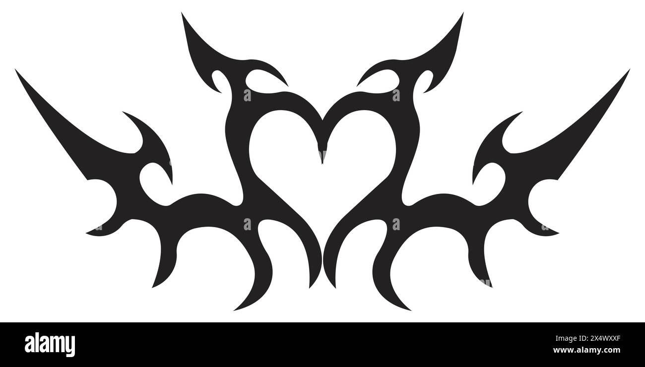 Neo tribal heart y2k aesthetic tattoo gothic cover, fire or wings ...