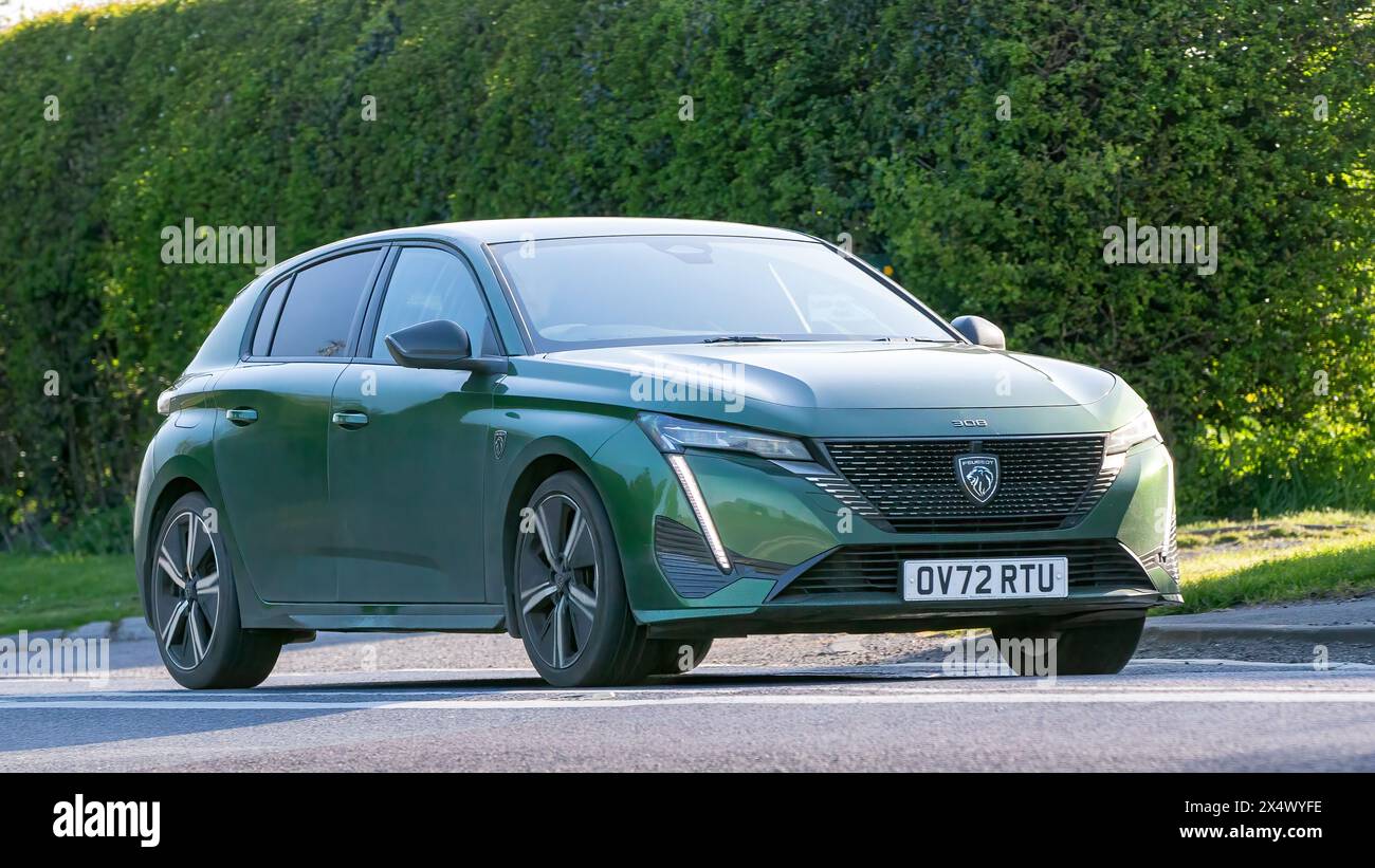 Bicester,UK- Apr 21st 2024:2022 green Peugeot 308 gt classic car ...