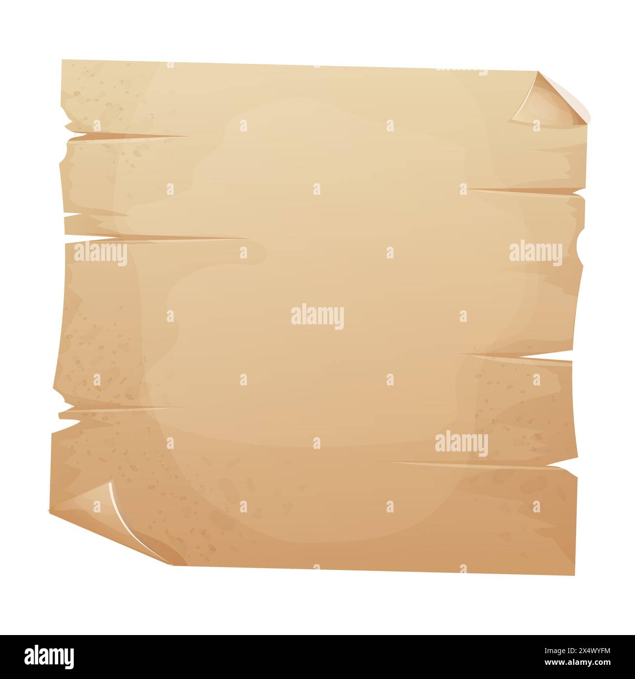 Old parchment paper page, aged sheet surface, map, book blank isolated ...