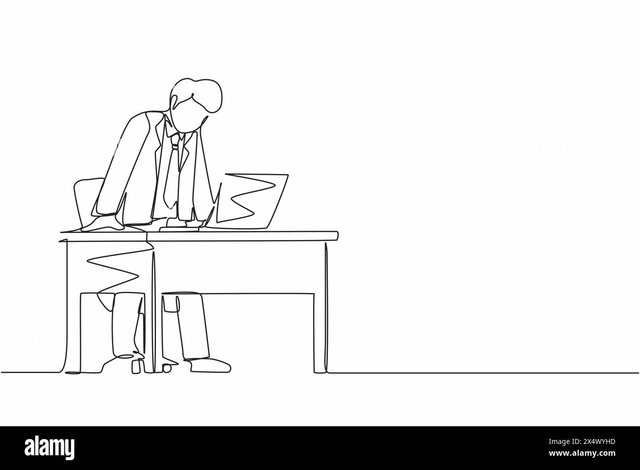 Single continuous line drawing frustrated and furious businessman ...