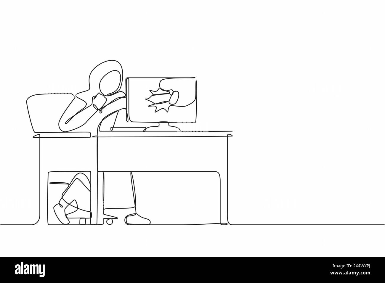 Angry business woman breaking laptop Stock Vector Images - Alamy