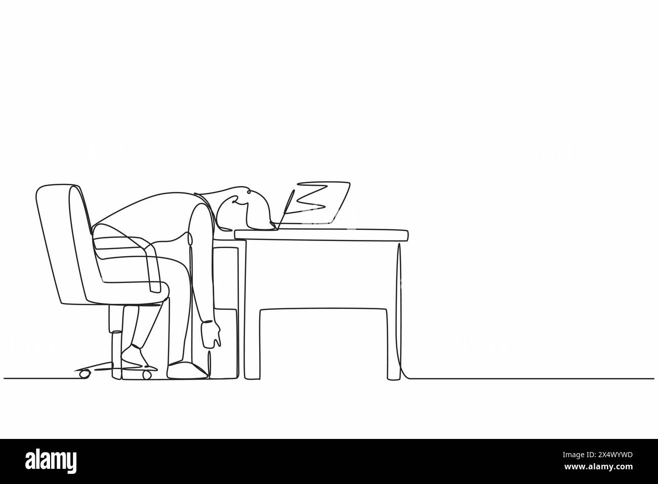 Continuous one line drawing professional burnout syndrome. Exhausted ...