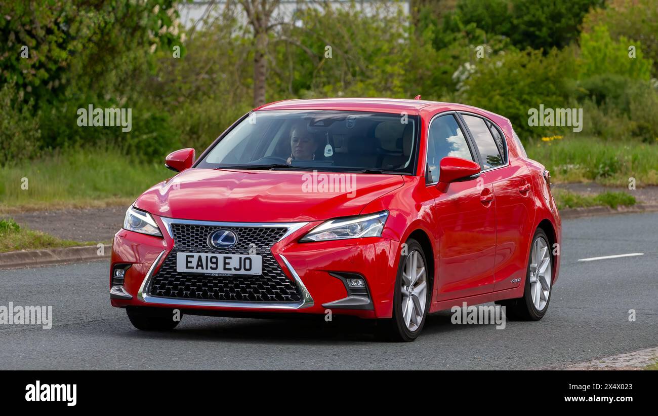 Milton Keynes,UK - May 5th 2024: 2019 red Lexus CT hybrid electric car ...