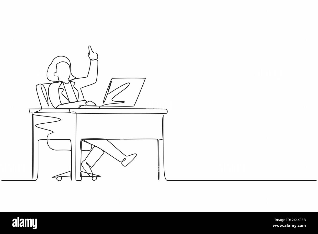 Continuous one line drawing businesswoman getting bright new idea while ...