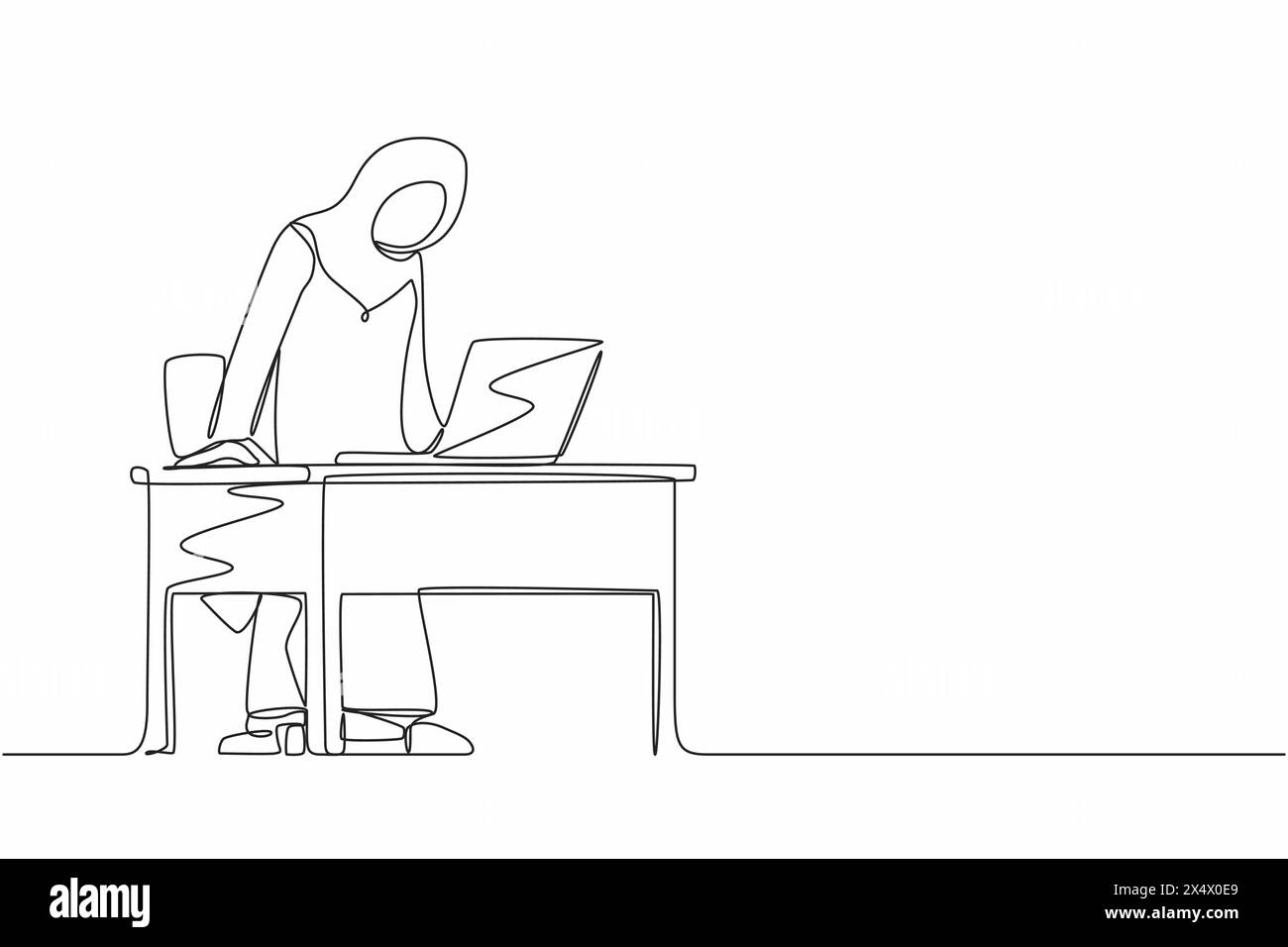 Single one line drawing frustrated and furious Arabic businesswoman ...