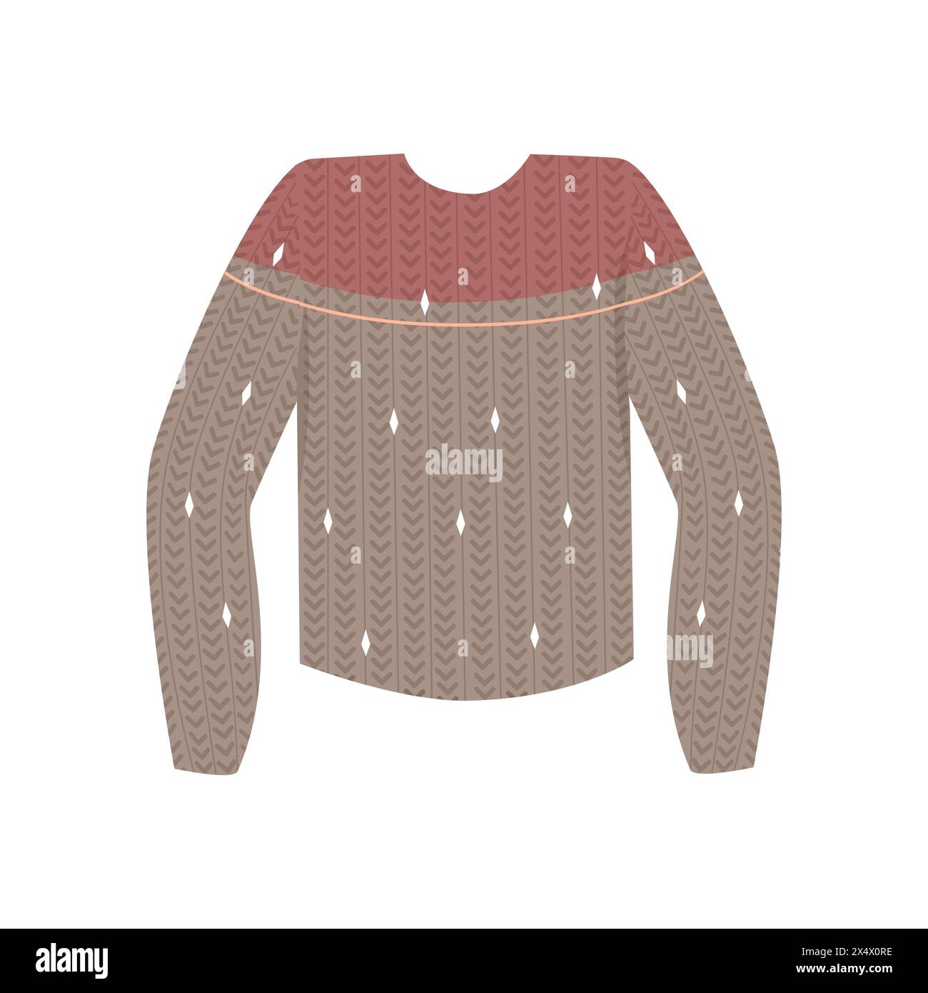 Brown wool knit sweater with welt, knitted clothes for cold weather ...