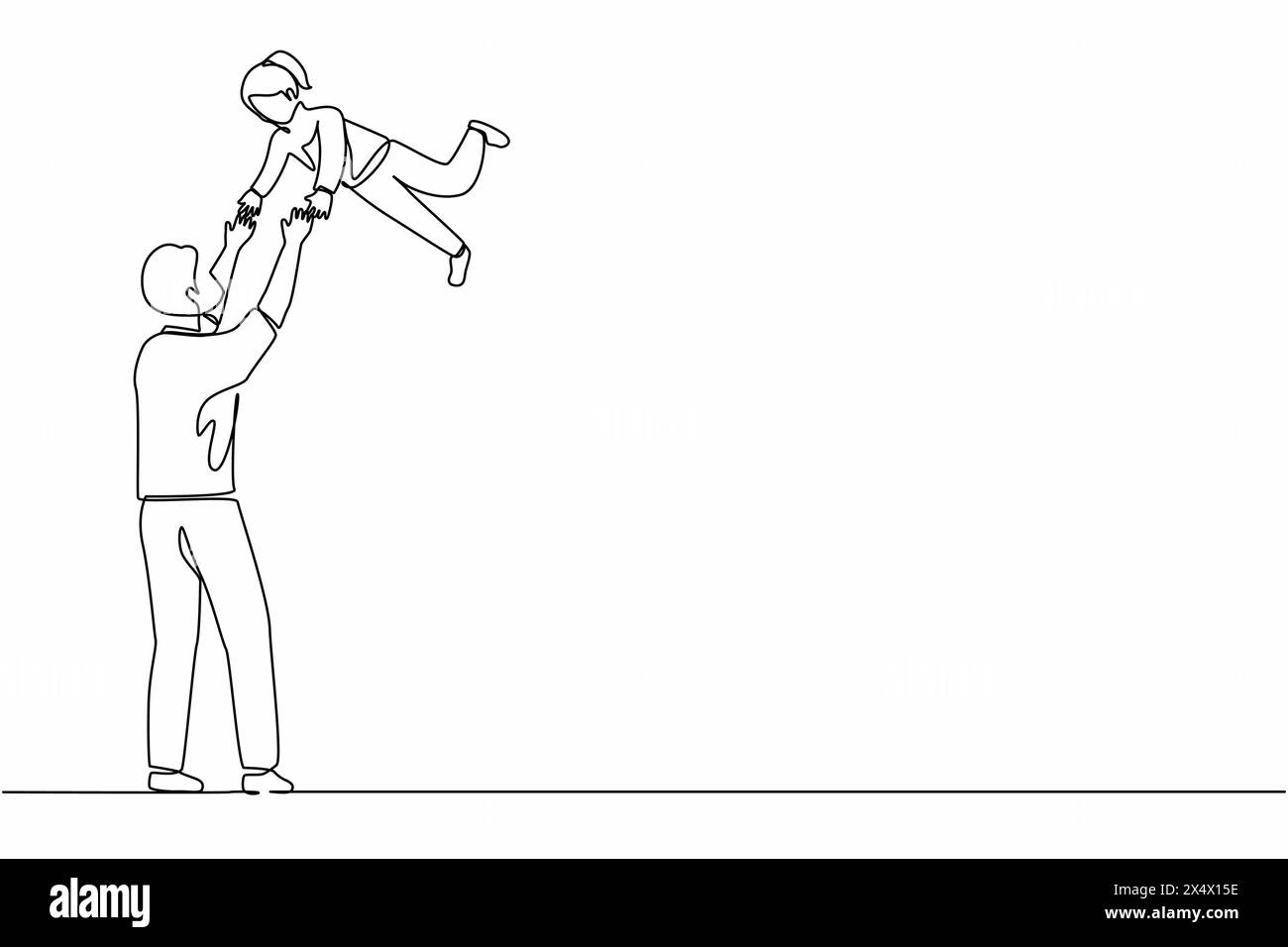 Single one line drawing dad carry his daughter. Father's day in ...