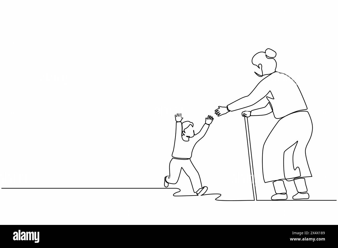 Grandmother grandson drawing Stock Vector Images - Alamy