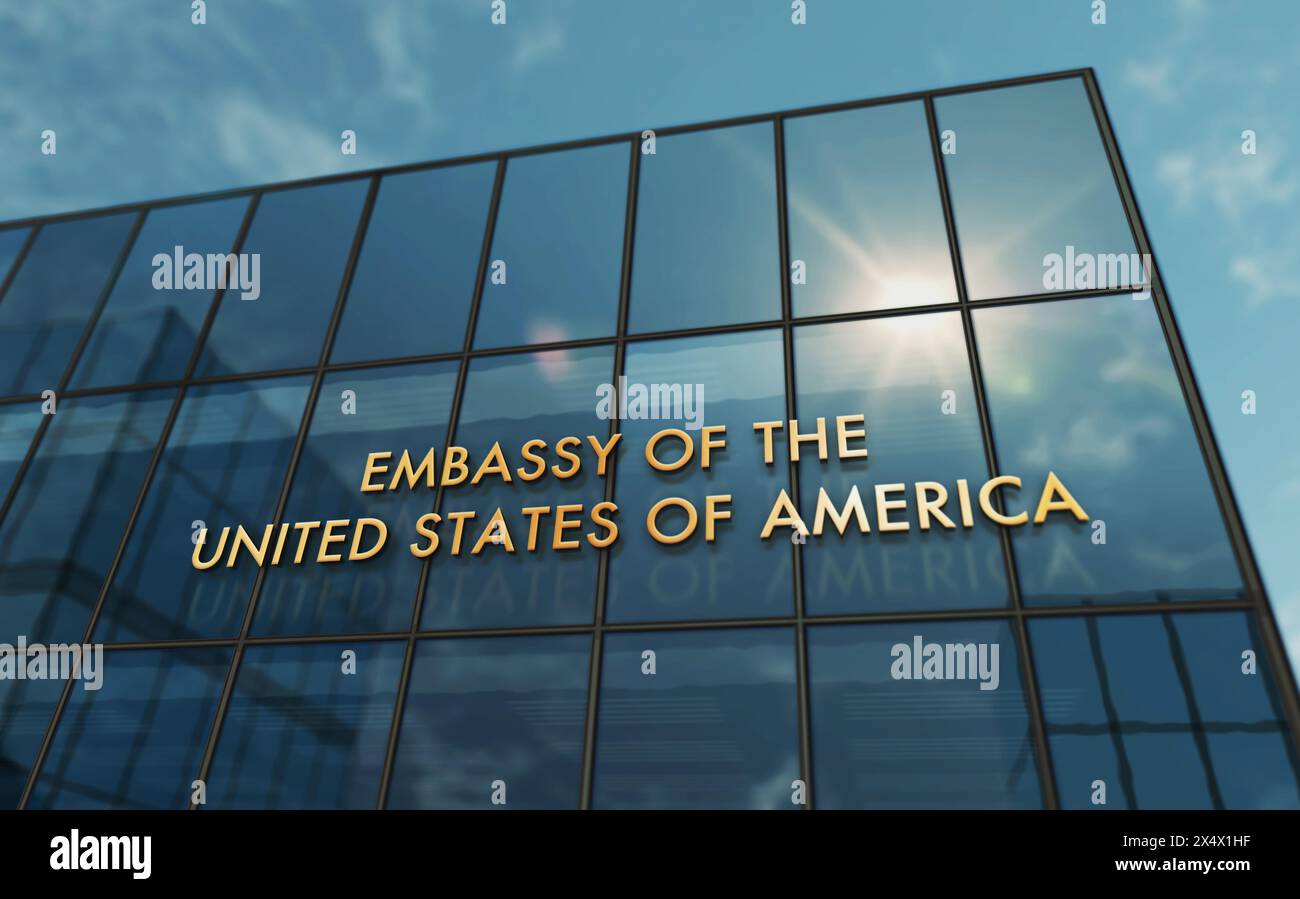 Embassy of the United States of America glass building concept. US ...