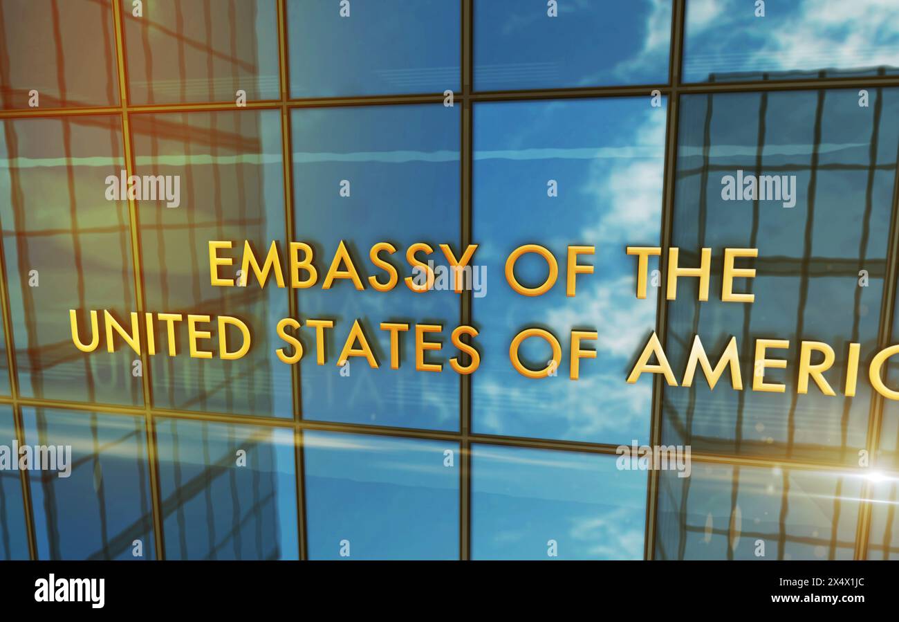 Embassy of the United States of America glass building concept. US ...
