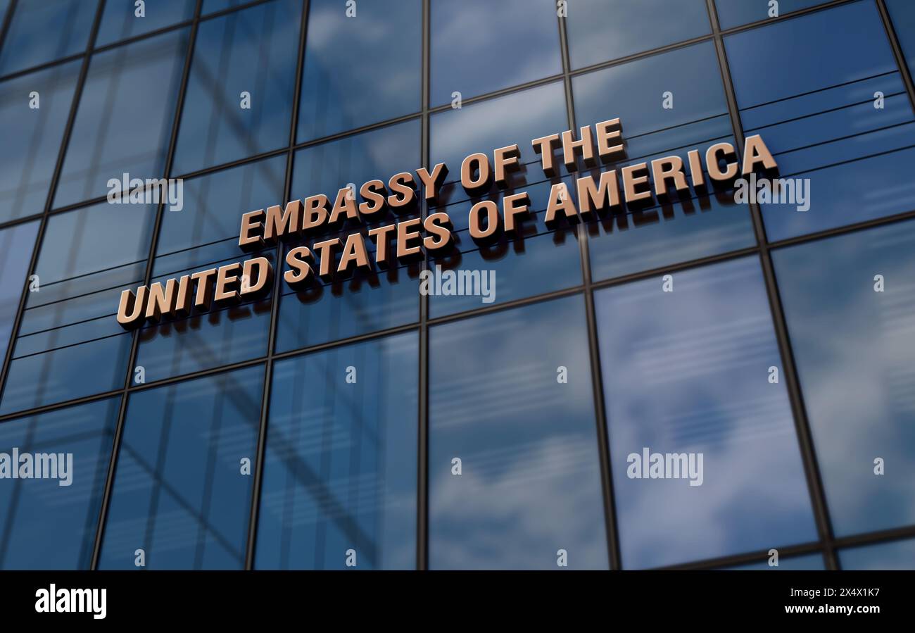Embassy of the United States of America glass building concept. US ...