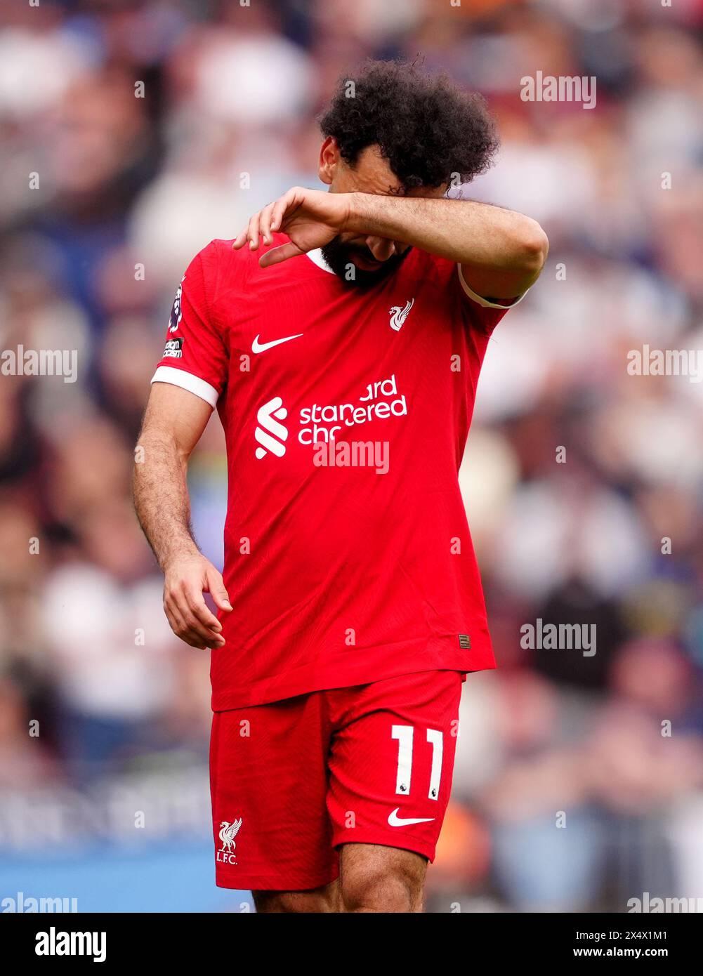 Liverpool's Mohamed Salah during the Premier League match at Anfield ...