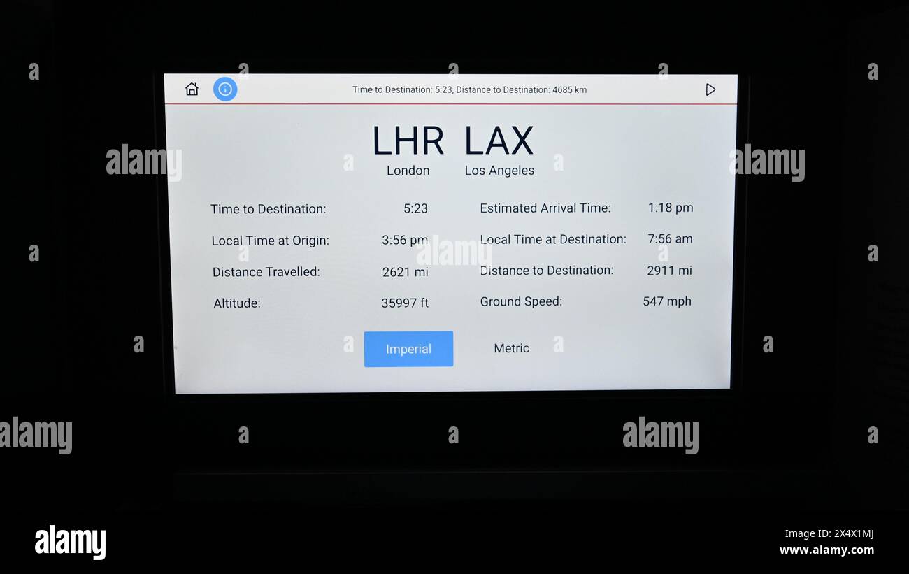 Infotainment screen in BA Club World Stock Photo - Alamy