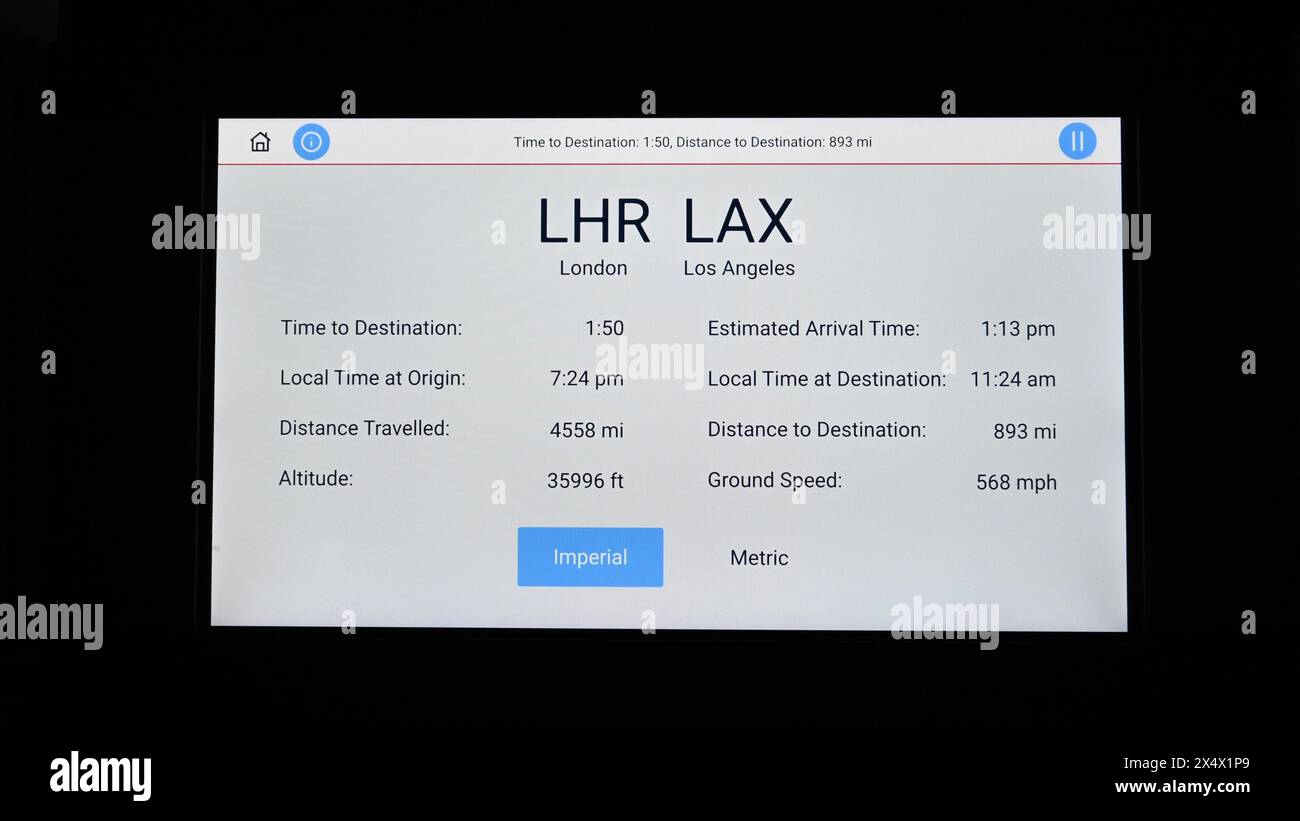 Infotainment screen in BA Club World Stock Photo - Alamy