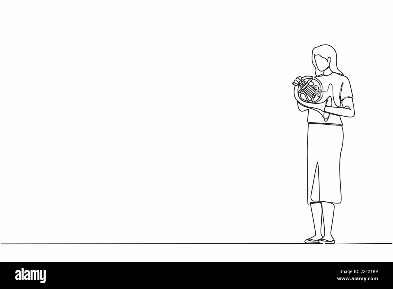 Continuous one line drawing female musician in blazer performing ...