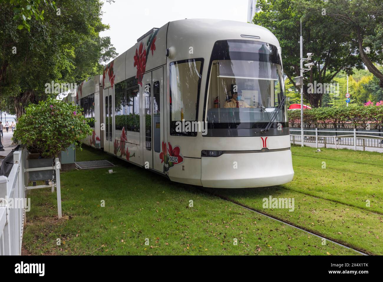 Guangzhou, 14 April 2024: Guangzhou Haizhu Tram modern light rail ...