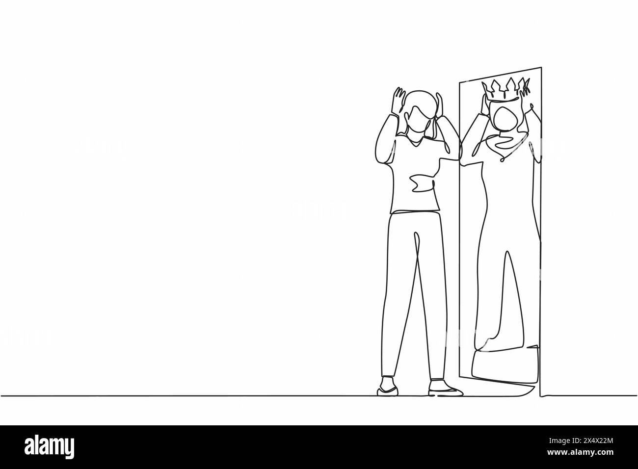 Woman looking reflection herself on Stock Vector Images - Alamy