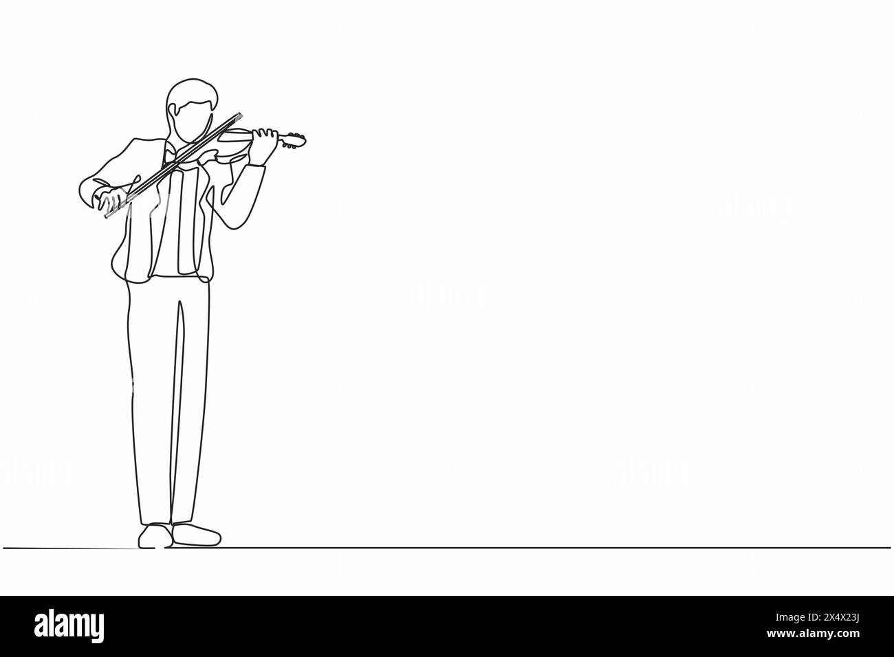 Single continuous line drawing man musician playing violin. Classical ...