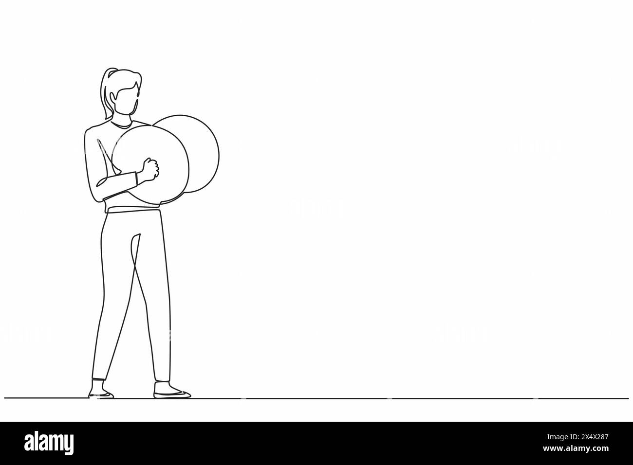 Single continuous line drawing female musician playing cymbals. Woman ...