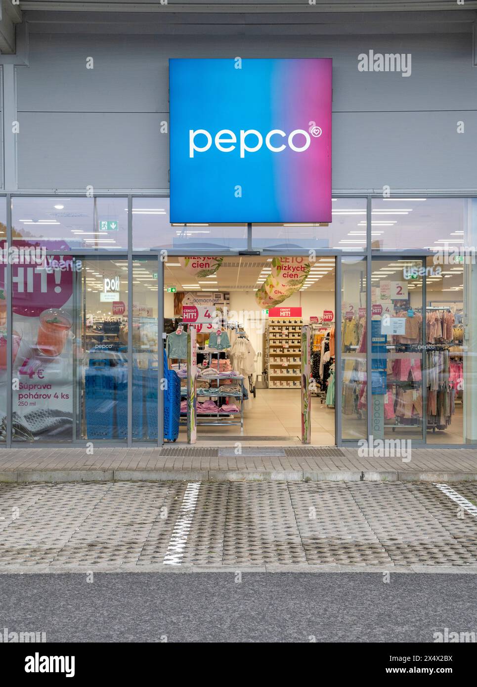 Zvolen, Slovakia - May, 4, 2024 : Pepco shop entrance. Brand logo ...