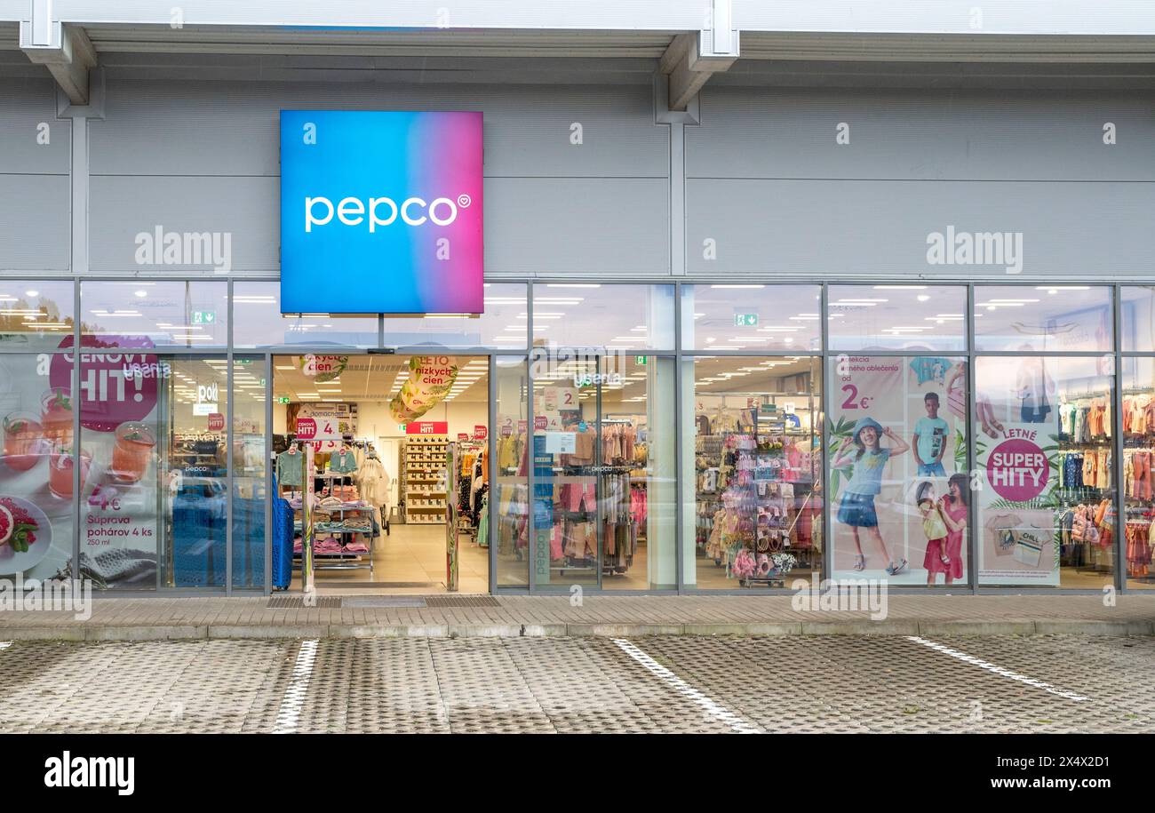 Zvolen, Slovakia - May, 4, 2024 : Pepco shop entrance. Brand logo ...