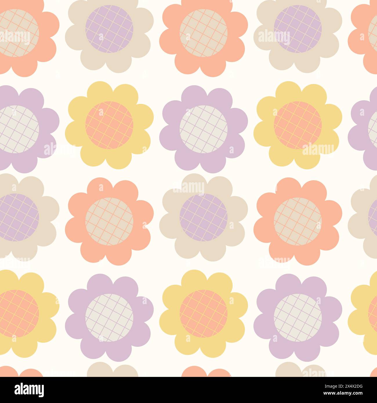 Y2K aesthetics, Groovy Daisy Flowers Seamless Pattern in swatches ...