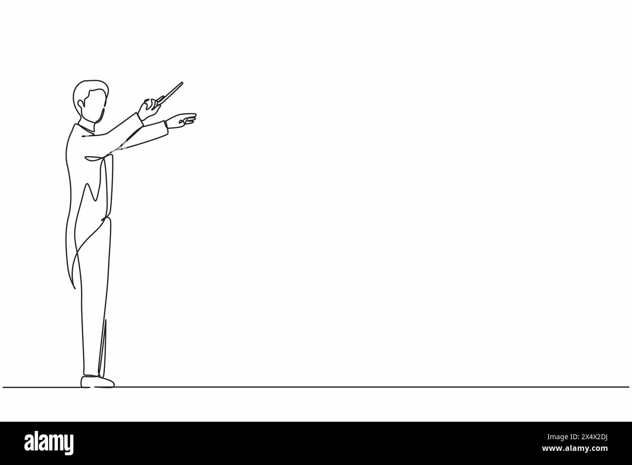 Single one line drawing man music conductor. Male musician perform on ...