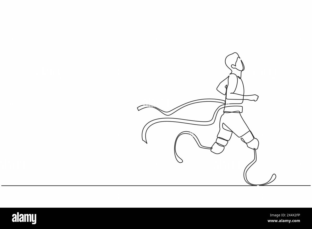 Continuous one line drawing young male athlete wins competition ...