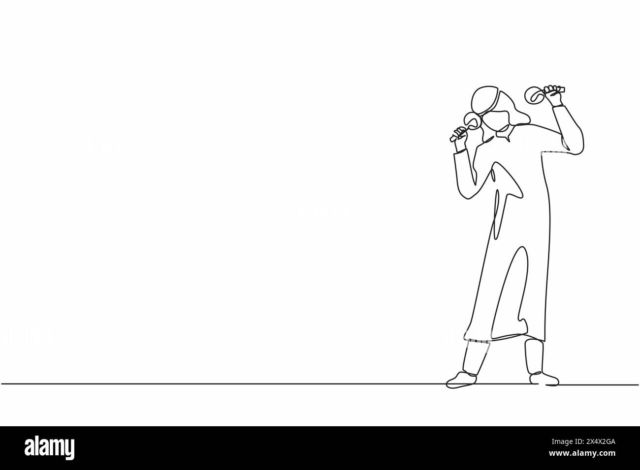 Single one line drawing man street band player mariachi plays maracas ...