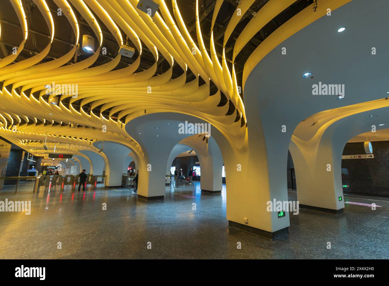 Shanghai , 12 April 2024: Shanghai Metro transit modern architecture in ...