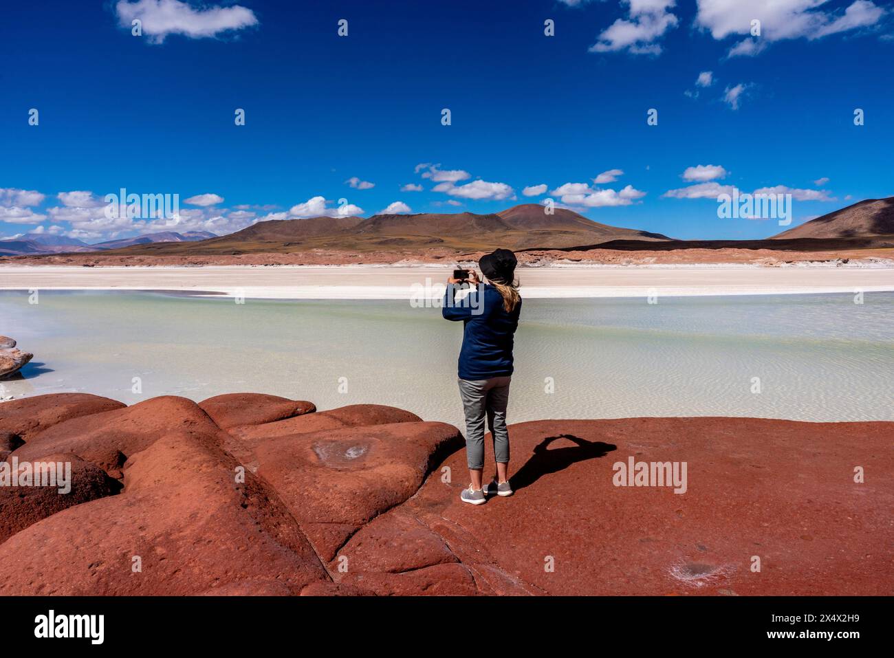 A Tourist Taking a Photo of The Piedras Rojas (Red Stones), Near San ...
