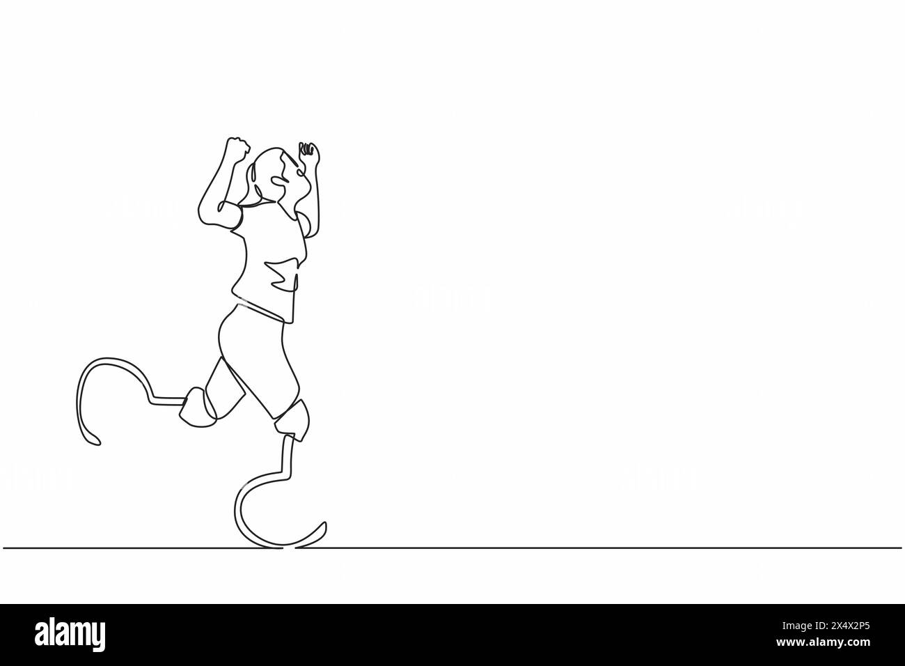 Single continuous line drawing woman athlete marathon runner with ...